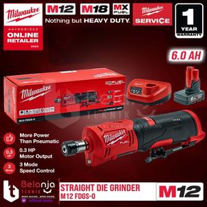 Jual Milwaukee Gerinda Baterai M12 FDGS-0 Straight Die Grinder Set 12 V ...