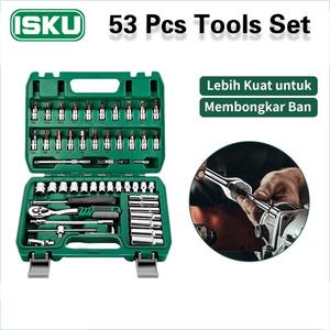Jual ISKU Kunci Shock Set Kunci Mata Sok 53 PCS Set Socket (1/4 ") Tool ...