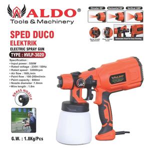 Jual SPRAY GUN LISTRIK SPED DUCO Spoit Dico Aldo 3020 ELEKTRIK 550 watt ...