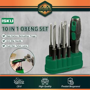 Jual Obeng Set ISKU Screwdriver 10 in 1 Gagang Karet Obeng Plus Minus ...