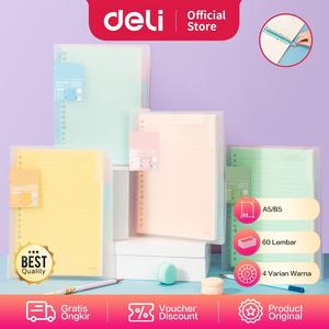 Promo Binder Deli QHA560 Binder A5 60 Halaman Warna Pastel Binder Kampus, Sekolah, Kantor, dll ...