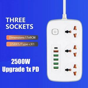 Promo Lucky Hawk T21 2M Power Strip Stop Kontak 3 Power Socket 6 USB ...