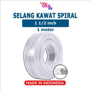 Jual Spring Hose 1 1/2 inch Permeter PVC Selang Bening Kawat Spiral ...