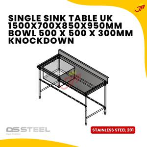 Jual DS STEEL S/S Single sink table Stainless Knockdown 1500x700x850 ...