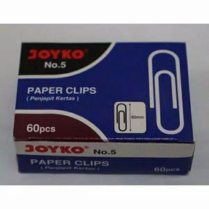 Promo JOYKO paper clips No. 5 isi 60pcs JOYKO paperclip No. 5 1Pack ...