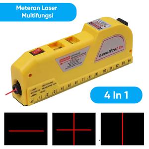 Jual Laser Level 4 in 1 Waterpass Ruler Tape Measure Meteran 2.5M Alat ...