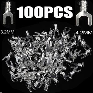 Jual 100Pcs 3.2mm 4.2mm Y-shape Wire Crimp Terminal Fork Terminal Lug ...