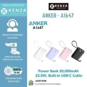 Jual ANKER A1647 - 20000mAh Power Bank with Built-in USB-C Cable ...