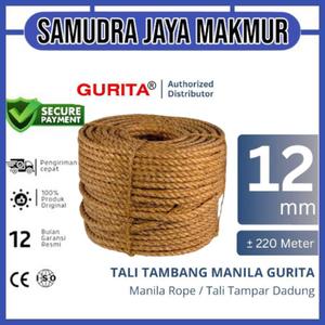 Jual Tali Tambang Manila 12 mm x 220 Meter ± 25 kg 3 Strand Tali Tampar Dadung Serat Abaka ...
