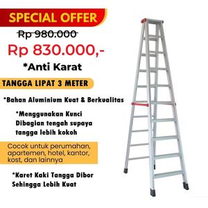 Jual Tangga 3 Meter Jumbo Tinggi Besar Aluminium Besar Tangga Lipat ...