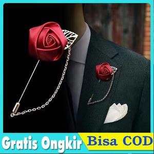 Jual Lapel Pin Bros Jas Satin Bunga Mawar Daun Wedding Corsage Jas ...