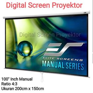 Jual Screen Projector 100" Wall / Layar Proyektor 100" manual / tarik ...