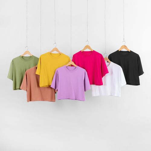 Promo NCDY Crop Top Basic Over Size Combed Oversize Panjang Kaos Polos ...