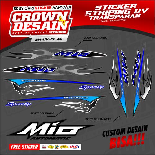 Promo Striping Transparan Mio Sporty Motif Api -Striping UV Mio Sporty ...