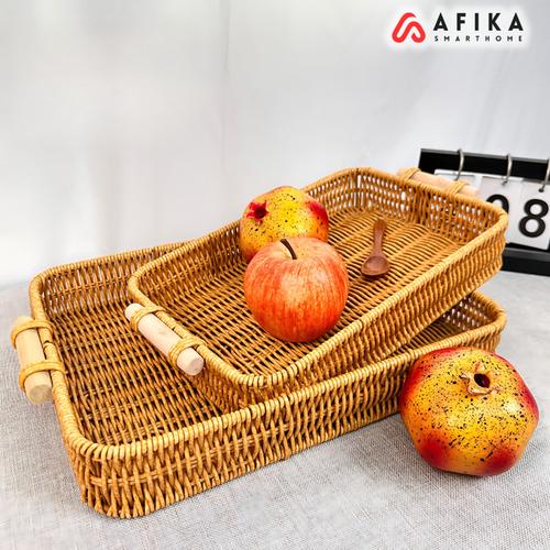 Promo Tatakan Nampan Rotan Fruit Tray Basket With Handle Model Square ...