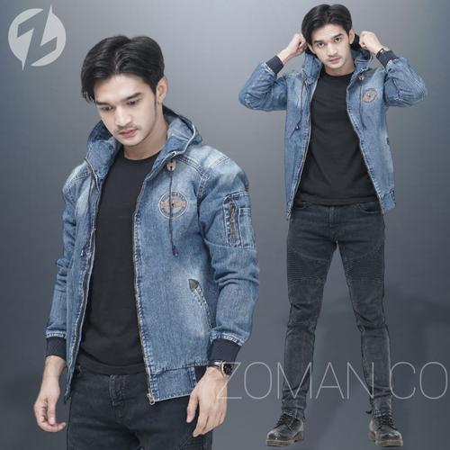 Promo Jaket Bomber Jeans Kupluk|Jaket Bomber Denim Blue|Jaket Denim ...