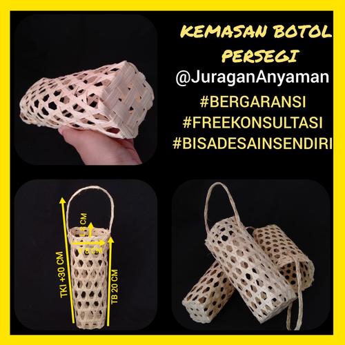 Jual Kemasan Botol Persegi dari Anyaman Bambu - Botol Kaca Plastik ...