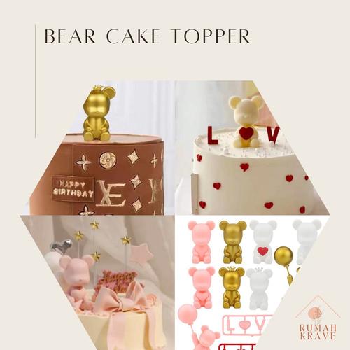 Jual Bear Cake Topper Beruang Gold Emas - White Balloon - Jakarta Barat ...