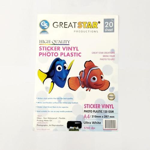 Jual Kertas Foto GS Sticker Vinyl Photo Plastic A4 120gsm 20 Lembar ...