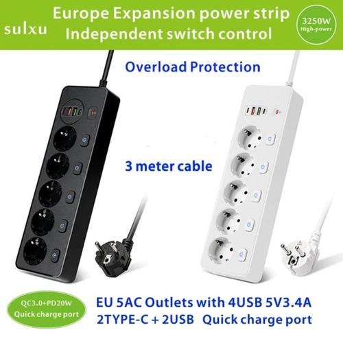 Jual 5 Power Soket 3250W 2 Type c 2 USB 3.0 kabel 3M Switch Power Bkl505Eu - Hitam - Jakarta ...