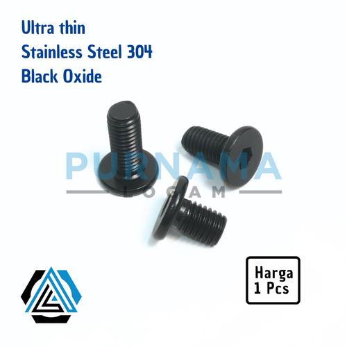 Jual BAUT L STAINLESS BLACK OXIDE M6 x 12 ( Panjang 1,2cm ) 304 ULTRA THIN HEAD - Thin BLACK ...