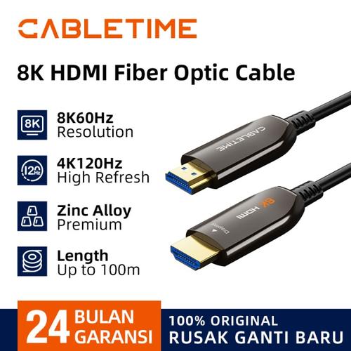 Promo CABLETIME Kabel HDMI Fiber Optical Active 2.1 8K 60Hz 48Gbps HDR - 20M Cicil 0% 3x ...