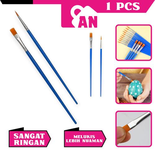 Promo 1PCS Kuas Lukis Cat Air Minyak Paint Brush Ujung Lancip Datar ...