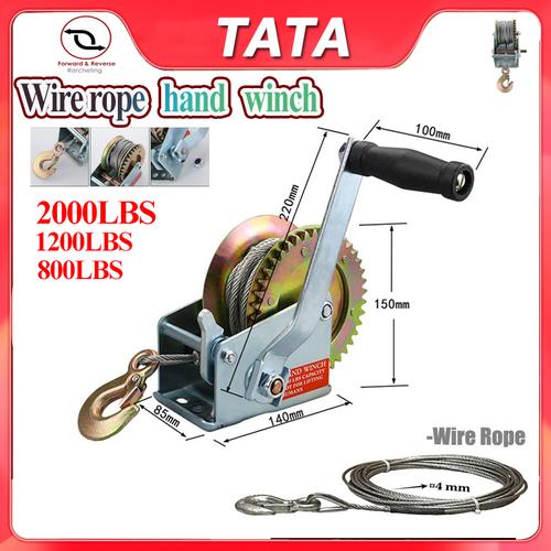 Jual 【Stok Tersedia】2000LBS 1200LBS 800LBS Wire Rope Hand Winch ...