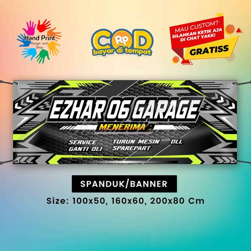Jual Cetak Spanduk Banner Bengkel Garage Abu Abu MMT Spanduk Custom ...