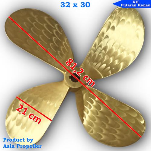 Jual Propeller / Baling baling kapal Kuningan 32 x 30 Putaran Kanan (RH ...