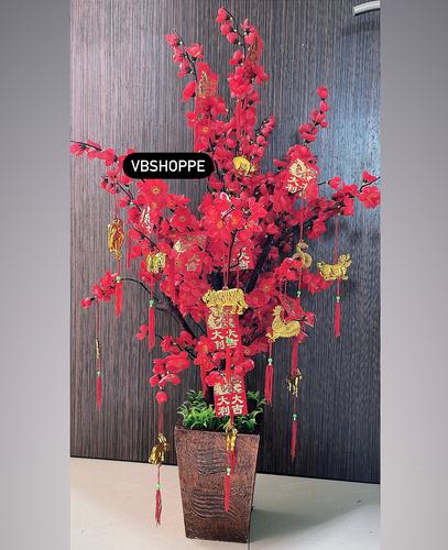 Jual BONUS GANTUNGAN ANGPAO POHON MEHWA 75cm rimbun sakura merah pink ...