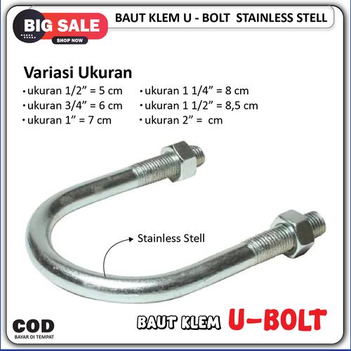 Jual Baut Klem U Bolt Galvanis Untuk Klem Pipa Besi Diameter 5/16 Murah ...
