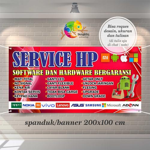 Jual Size 200x100 Cm, Spanduk Banner Service HP Model Merah - 100x50 ...
