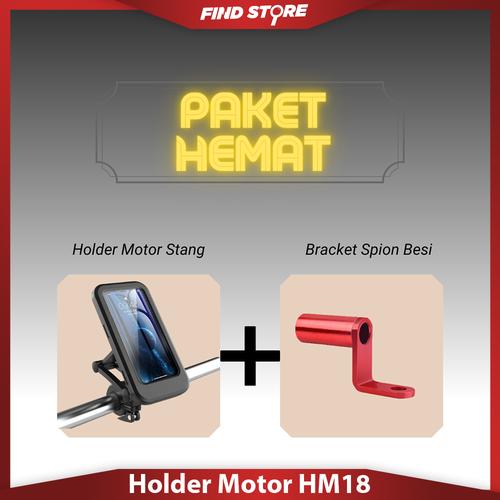 Jual Phone Holder Motor Stang Water Proof Universal + Bracket Spion ...