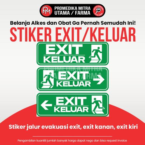 Jual Stiker Jalur Evakuasi Exit / Keluar Kanan Kiri - Exit Kiri - Kota ...