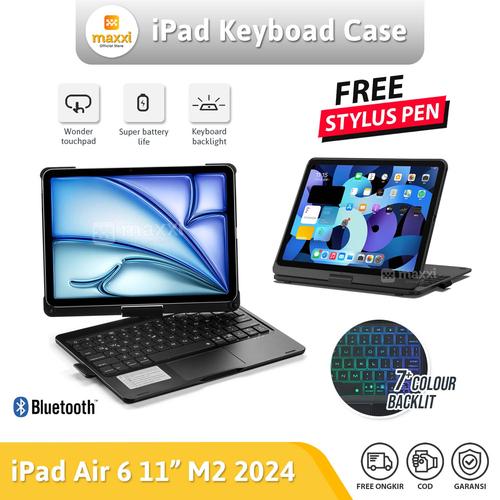 Jual [FREE BLACK CLEAR CASE] Magic Keyboard Rotate For IPad Air 6 11 ...