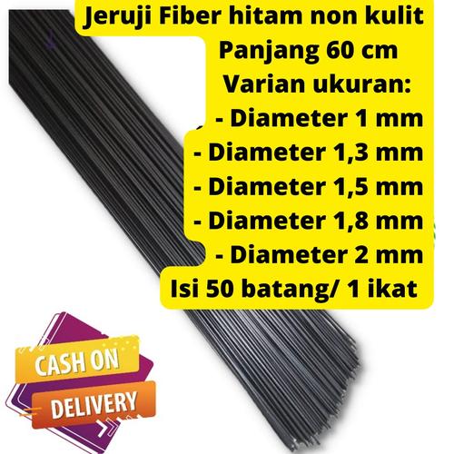 Jual Ruji fiber hitam non kulit potongan 60 cm isi 50 batang panjang 60 ...