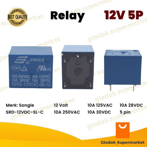 Jual Relay Songle DC 12V 5 Pin SRD-12VDC-SL-C Riley 12 Volt 5p Mini ...