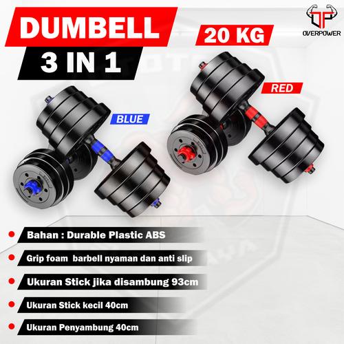 Jual Dumbell Barbell Set 3 in 1 20KG | Dumbel Barbel | Alat Fitness ...