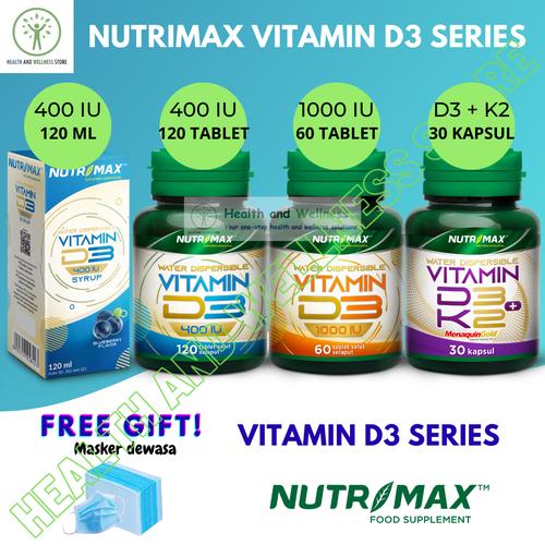 Jual NUTRIMAX VITAMIN D3 SERIES 400 IU 1000 IU D3 K2 VIT D3 - NM D3 K2 ...