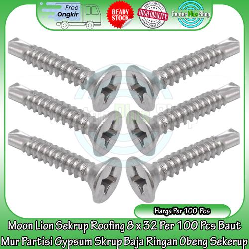 Jual Moon Lion Sekrup Roofing Self Drilling Screw Sds Fh 8x32 Mm Per ...