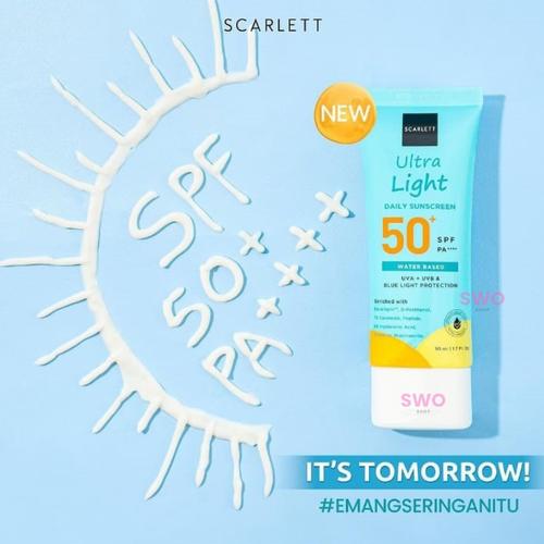 Jual Scarlett Whitening Ultra Light Daily Sunscreen SPF50 | Oily Skin ...