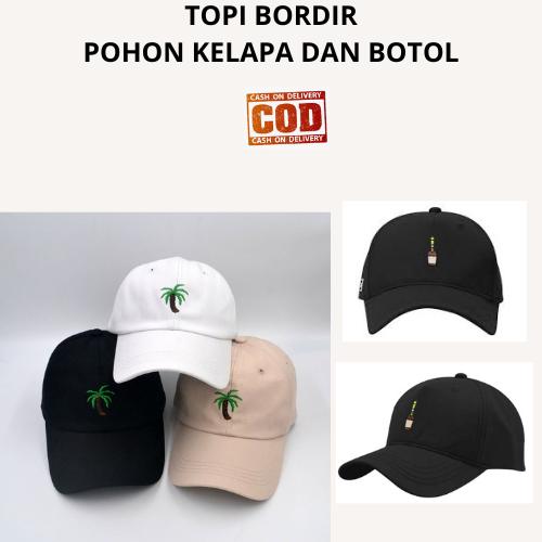 Promo TOPI BASEBALL BORDIR MOTIF POHON KELAPA DAN BOTOL RING BESI ...