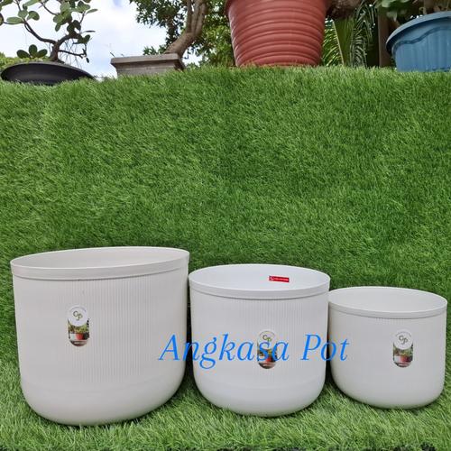 Jual (1pc) CJP TABUNG NORDIC 30 : pot bunga estetik motif garis saluran ...
