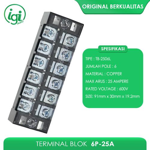 Jual TERMINAL BLOK 6 POLE 25A / TERMINAL BLOCK TB-2506 TB SERIES - Kota Surabaya - Igi Mart ...