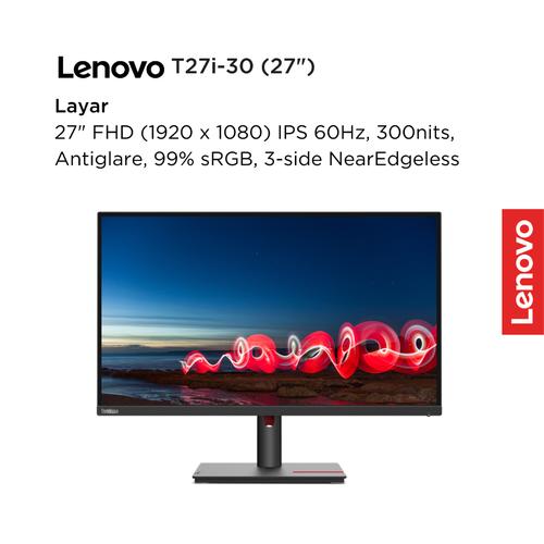 Promo Lenovo Monitor ThinkVision T27i-30 63A4MAR1WW Black 27" FHD IPS ...