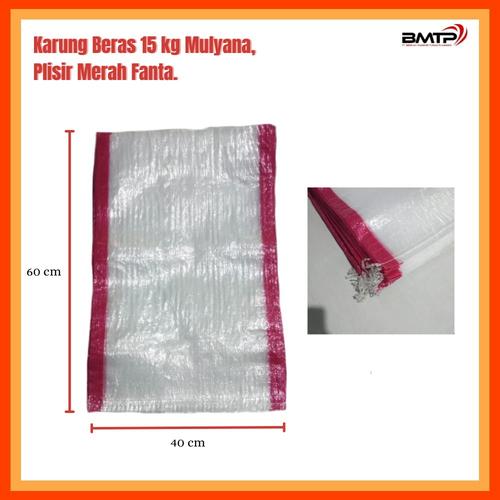Jual Karung Beras 15 kg transparan lis Merah merk Mulyana /per 50 ...