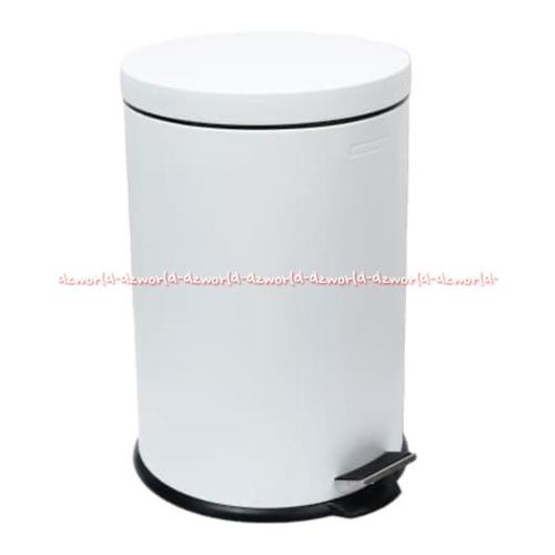 Jual Krisbow 12L White Trash Bin Round Tempat Sampah Pedal Soft Close Bulat Model Injak Kaki ...