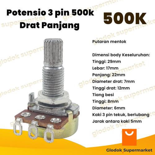 Jual Potensio Gitar 3 pin 500k Drat Panjang Mono Kaki 3 Tekuk 504 ...