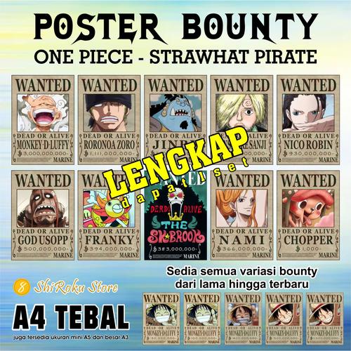 Jual 1 set Poster Wanted All Mugiwara Crew (Strawhat Pirates SHP ...